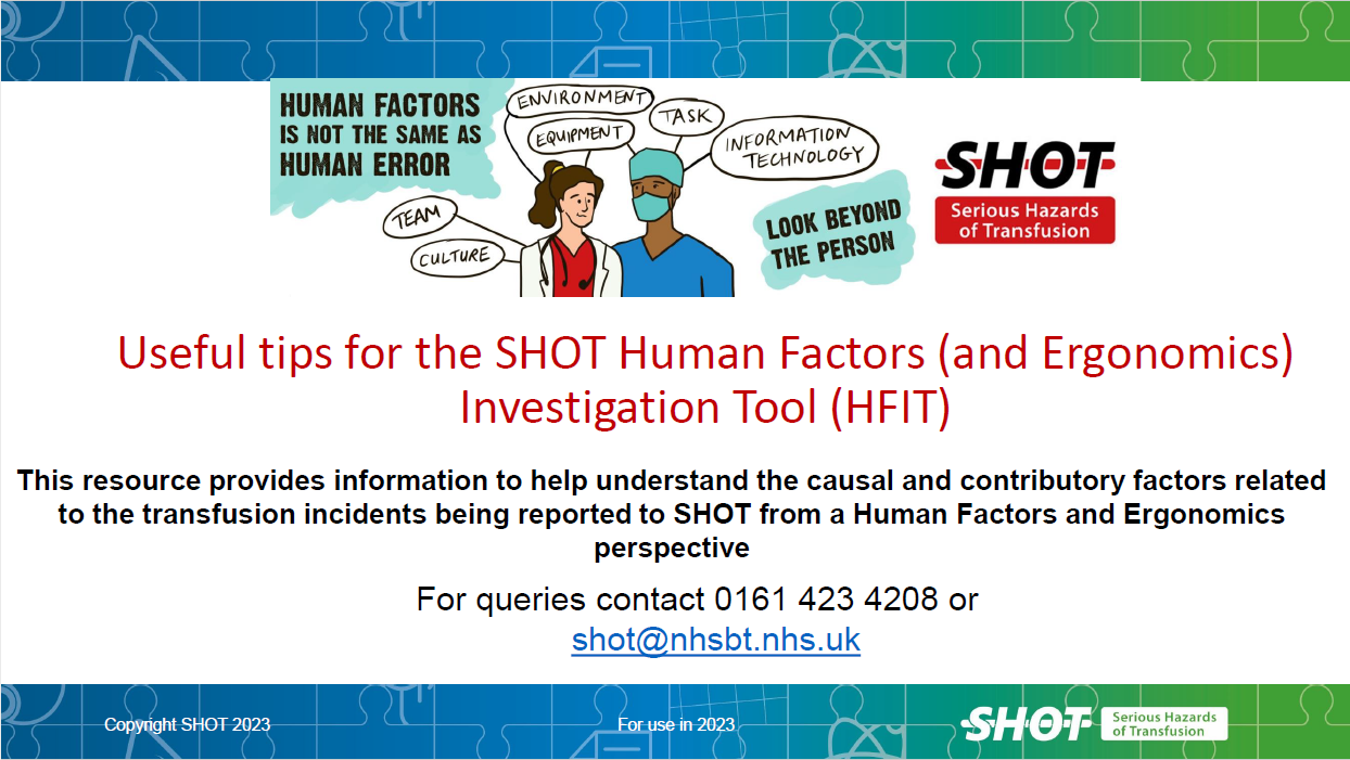 Human Factors Investigation Tool (HFIT) and Training Package - Serious ...